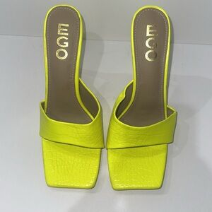 EGO | Shoes | Ego Mule Heels Neon Yellow | Poshmark